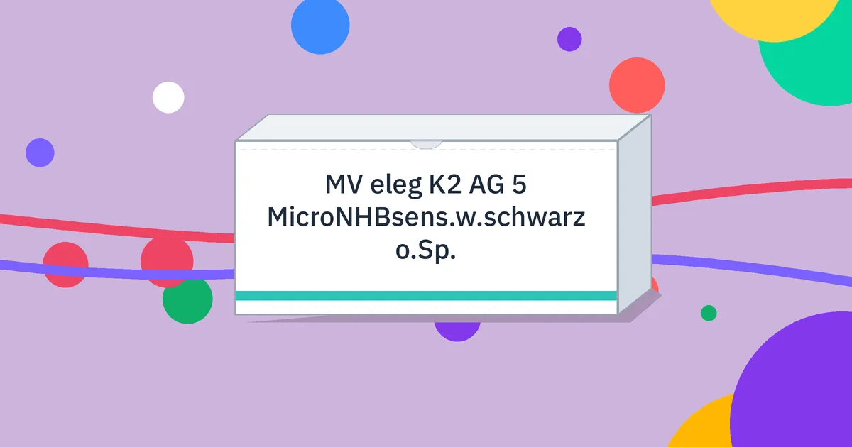 Symbolbild: Packung mit der Aufschrift MV eleg K2 AG 5 MicroNHBsens.w.schwarz o.Sp. (PZN 16068738) – Verfügbarkeit und Bezug in Apotheken in Frankfurt am Main