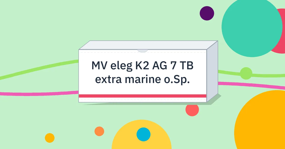 Symbolbild: Packung mit der Aufschrift MV eleg K2 AG 7 TB extra marine o.Sp. (PZN 14610446) – Verfügbarkeit und Bezug in Apotheken in Frankfurt am Main