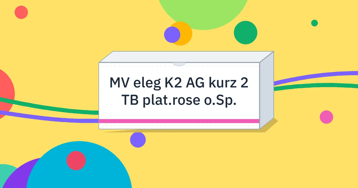 Symbolbild: Packung mit der Aufschrift MV eleg K2 AG kurz 2 TB plat.rose o.Sp. (PZN 14696318) – Verfügbarkeit und Bezug in Apotheken in Frankfurt am Main