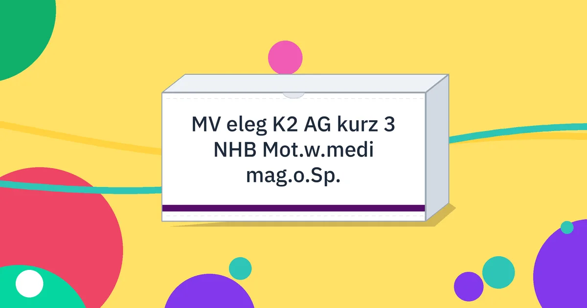 Symbolbild: Packung mit der Aufschrift MV eleg K2 AG kurz 3 NHB Mot.w.medi mag.o.Sp. (PZN 15712640) – Verfügbarkeit und Bezug in Apotheken in Frankfurt am Main