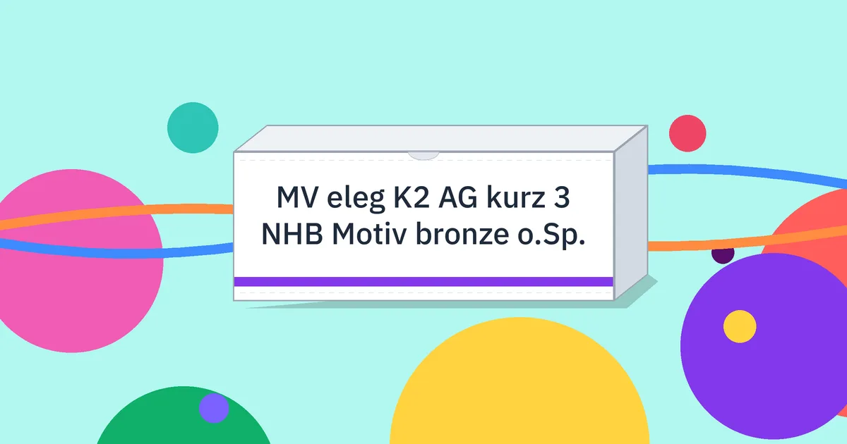 Symbolbild: Packung mit der Aufschrift MV eleg K2 AG kurz 3 NHB Motiv bronze o.Sp. (PZN 15708124) – Verfügbarkeit und Bezug in Apotheken in Frankfurt am Main