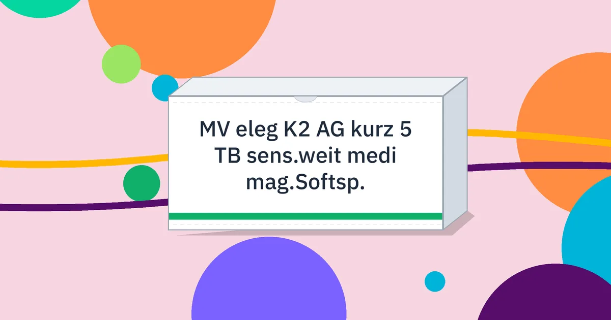 Symbolbild: Packung mit der Aufschrift MV eleg K2 AG kurz 5 TB sens.weit medi mag.Softsp. (PZN 14637089) – Verfügbarkeit und Bezug in Apotheken in Frankfurt am Main