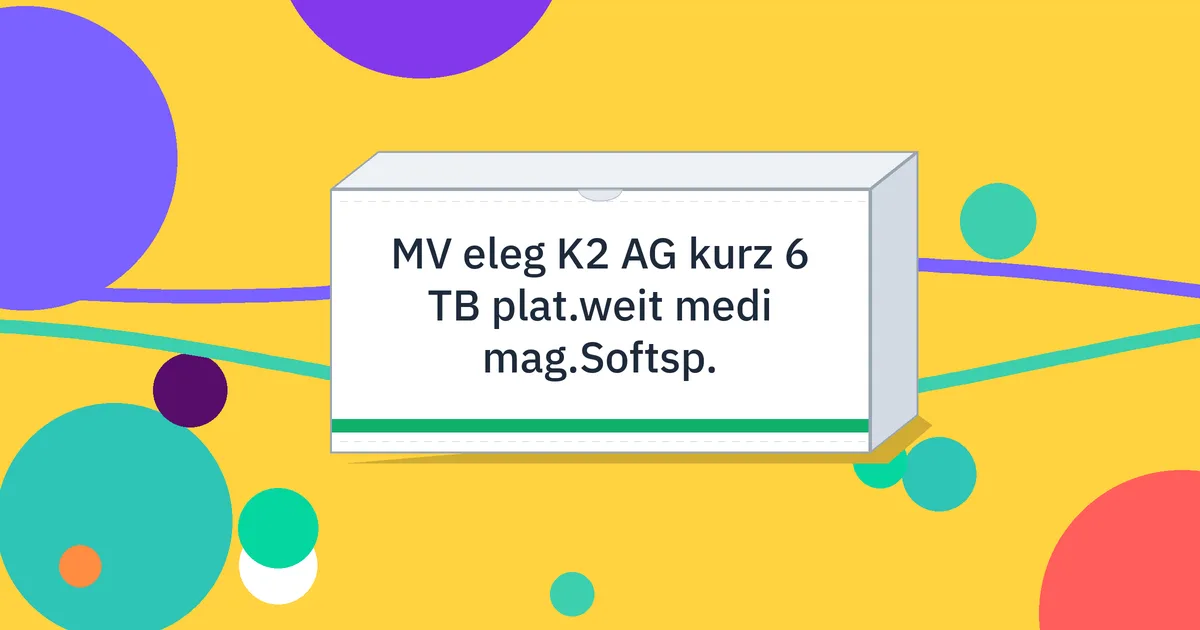 Symbolbild: Packung mit der Aufschrift MV eleg K2 AG kurz 6 TB plat.weit medi mag.Softsp. (PZN 14635570) – Verfügbarkeit und Bezug in Apotheken in Frankfurt am Main