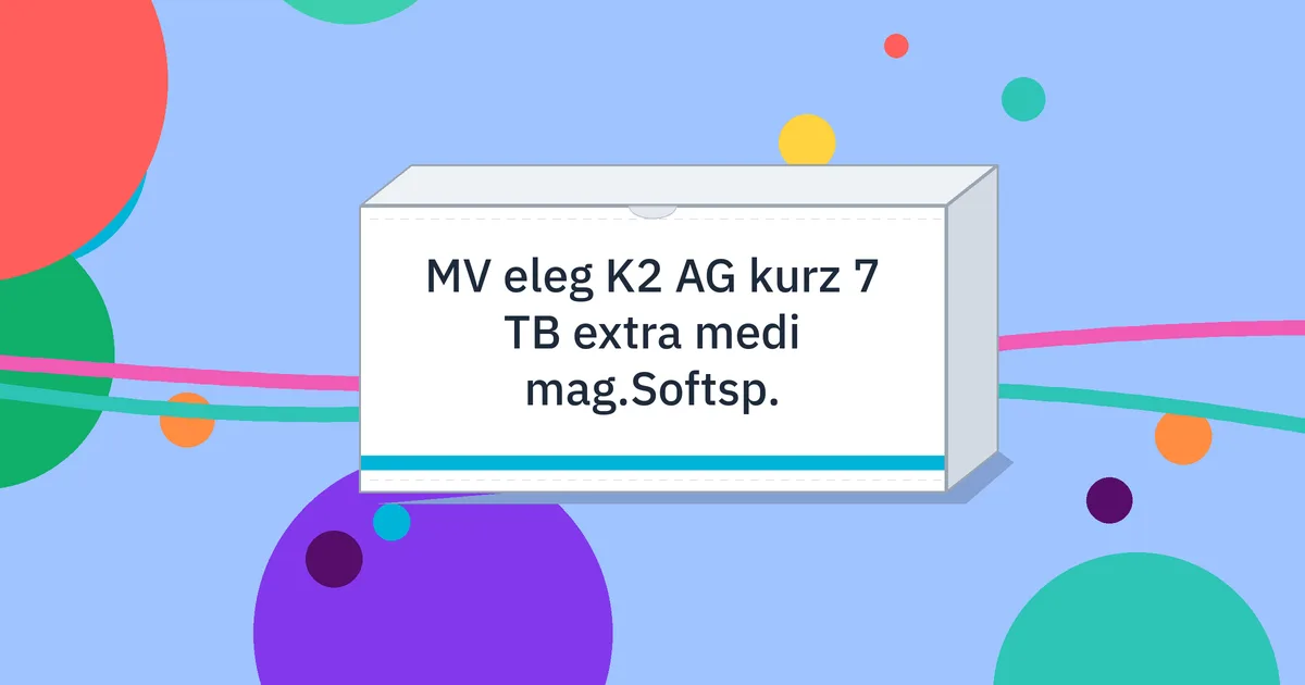 Symbolbild: Packung mit der Aufschrift MV eleg K2 AG kurz 7 TB extra medi mag.Softsp. (PZN 14636109) – Verfügbarkeit und Bezug in Apotheken in Frankfurt am Main