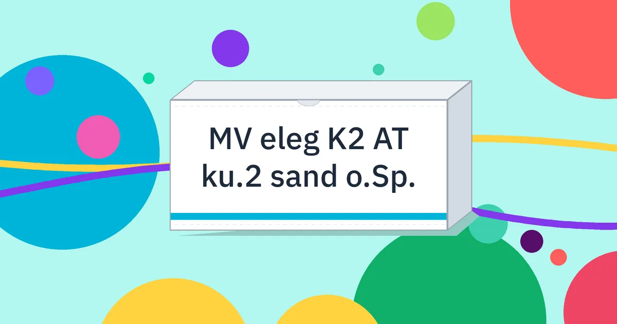 Symbolbild: Packung mit der Aufschrift MV eleg K2 AT ku.2 sand o.Sp. (PZN 18923136) – Verfügbarkeit und Bezug in Apotheken in Frankfurt am Main