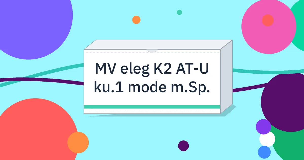 Symbolbild: Packung mit der Aufschrift MV eleg K2 AT-U ku.1 mode m.Sp. (PZN 04543683) – Verfügbarkeit und Bezug in Apotheken in Frankfurt am Main