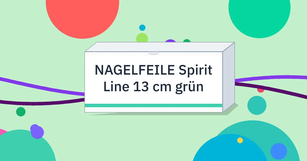 Symbolbild: Packung mit der Aufschrift NAGELFEILE Spirit Line 13 cm grün (PZN 01506842) – Verfügbarkeit und Bezug in Apotheken in Frankfurt am Main