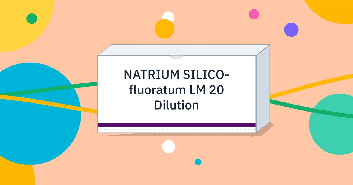 Symbolbild: Packung mit der Aufschrift NATRIUM SILICO-fluoratum LM 20 Dilution (PZN 13617334) – Verfügbarkeit und Bezug in Apotheken in Frankfurt am Main