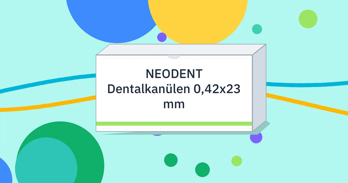 Symbolbild: Packung mit der Aufschrift NEODENT Dentalkanülen 0,42x23 mm (PZN 08485296) – Verfügbarkeit und Bezug in Apotheken in Frankfurt am Main