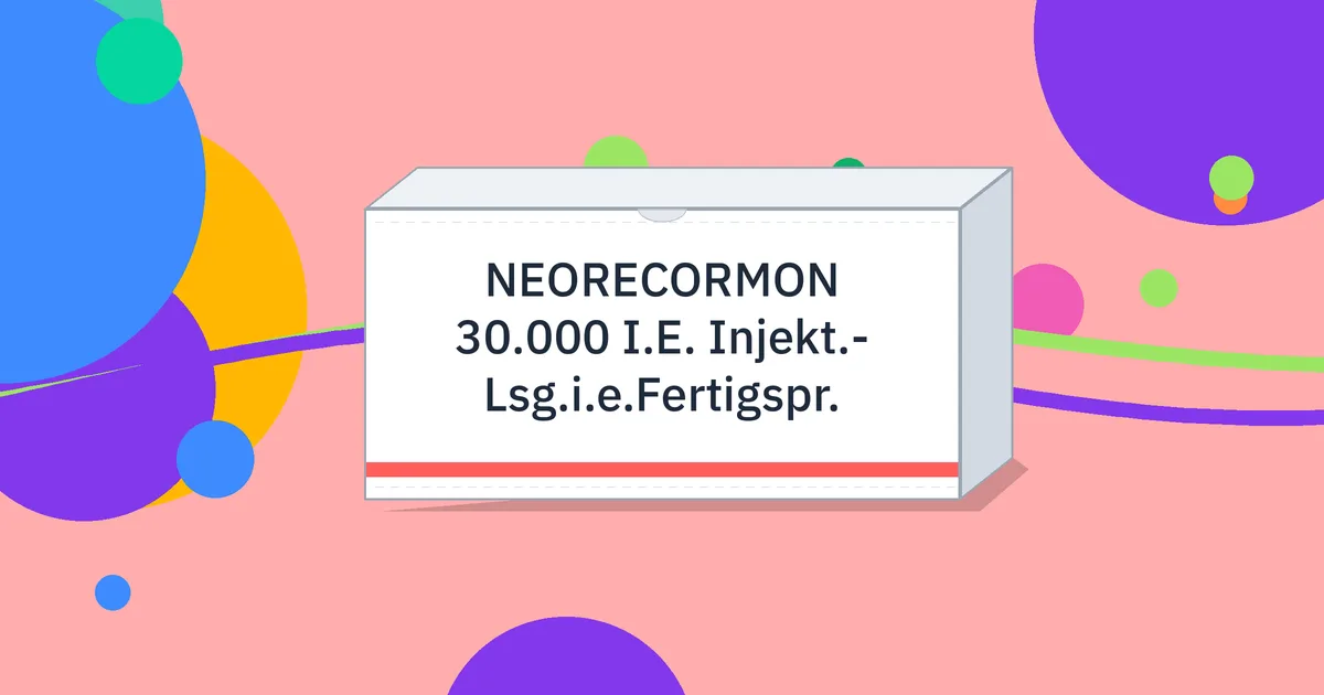 Symbolbild: Packung mit der Aufschrift NEORECORMON 30.000 I.E. Injekt.-Lsg.i.e.Fertigspr. (PZN 16136635) – Verfügbarkeit und Bezug in Apotheken in Frankfurt am Main