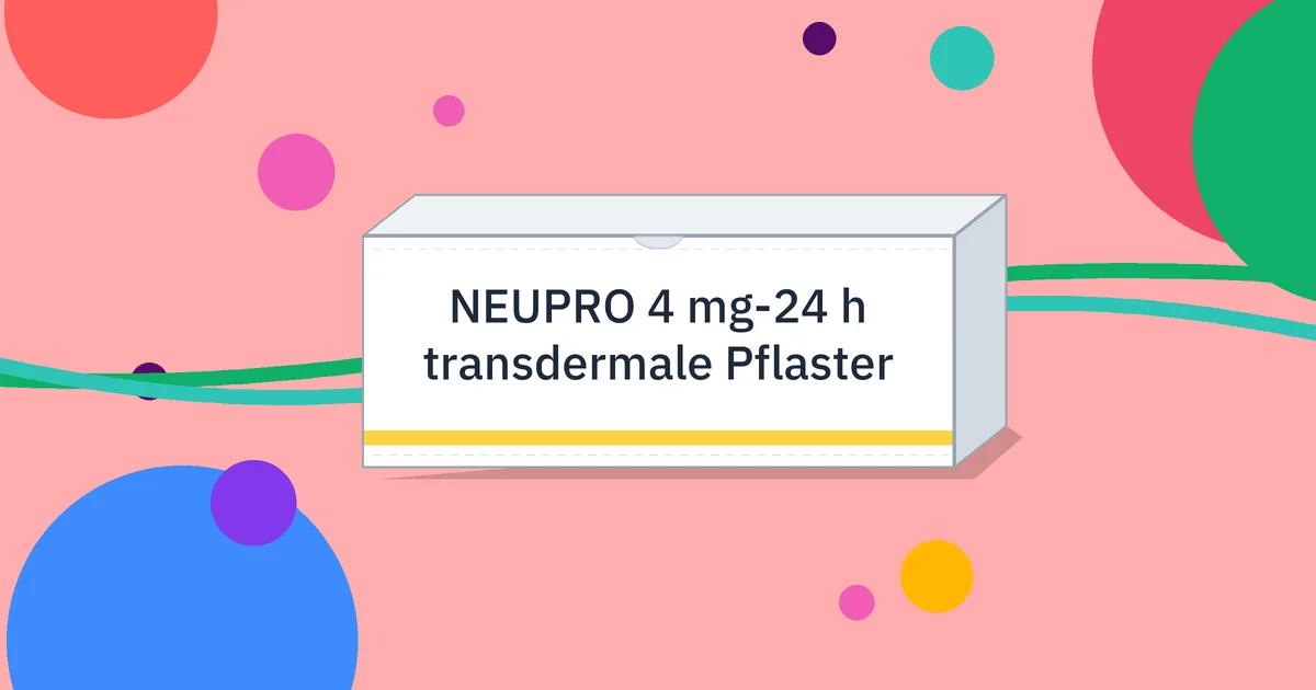 Symbolbild: Packung mit der Aufschrift NEUPRO 4 mg-24 h transdermale Pflaster (PZN 10393791) – Verfügbarkeit und Bezug in Apotheken in Frankfurt am Main