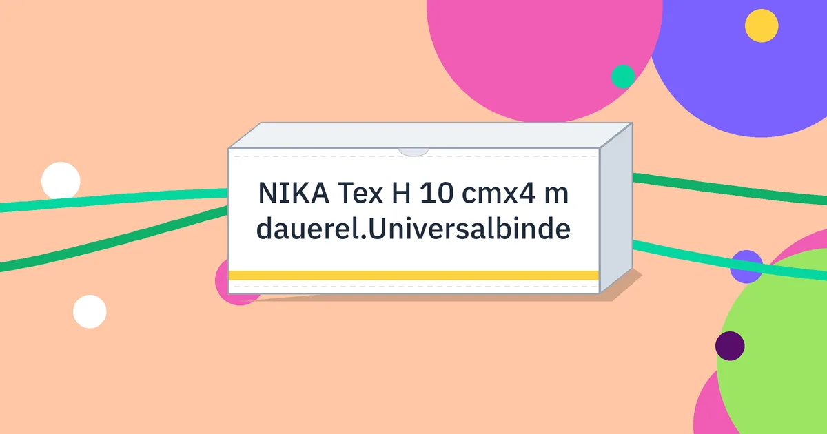 Symbolbild: Packung mit der Aufschrift NIKA Tex H 10 cmx4 m dauerel.Universalbinde (PZN 18170895) – Verfügbarkeit und Bezug in Apotheken in Frankfurt am Main