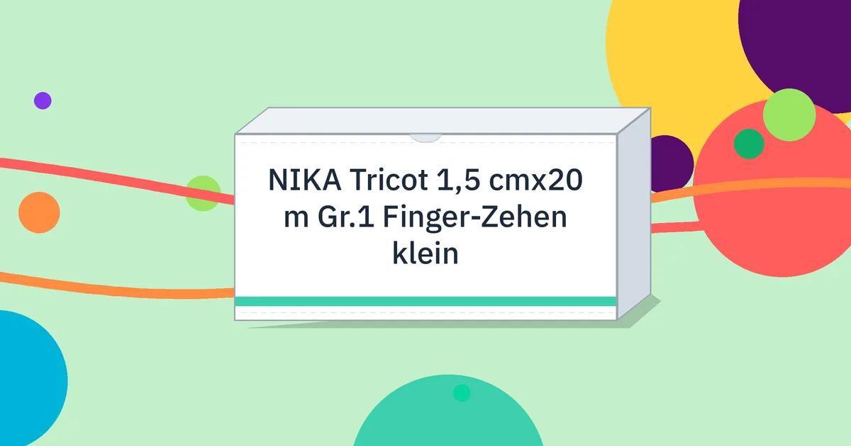Symbolbild: Packung mit der Aufschrift NIKA Tricot 1,5 cmx20 m Gr.1 Finger-Zehen klein (PZN 18171825) – Verfügbarkeit und Bezug in Apotheken in Frankfurt am Main