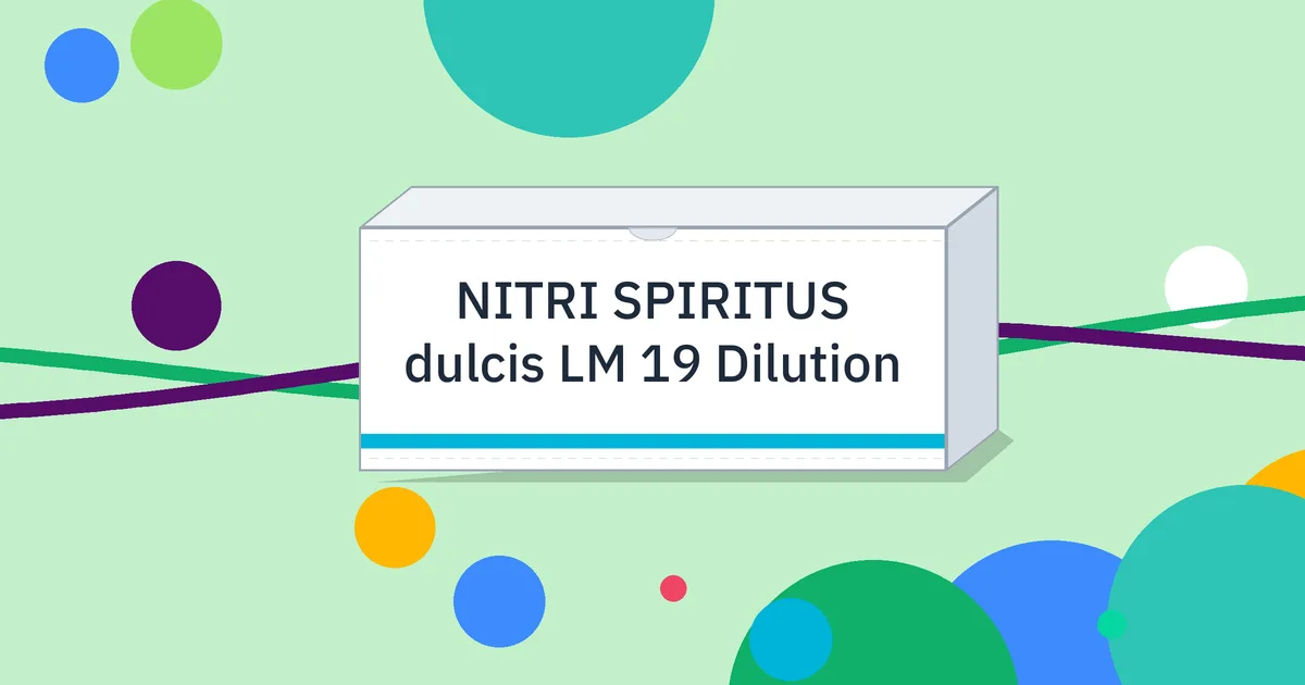 Symbolbild: Packung mit der Aufschrift NITRI SPIRITUS dulcis LM 19 Dilution (PZN 13619675) – Verfügbarkeit und Bezug in Apotheken in Frankfurt am Main