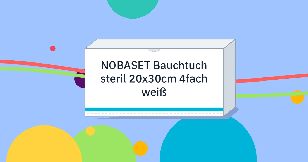 Symbolbild: Packung mit der Aufschrift NOBASET Bauchtuch steril 20x30cm 4fach weiß (PZN 18367907) – Verfügbarkeit und Bezug in Apotheken in Frankfurt am Main