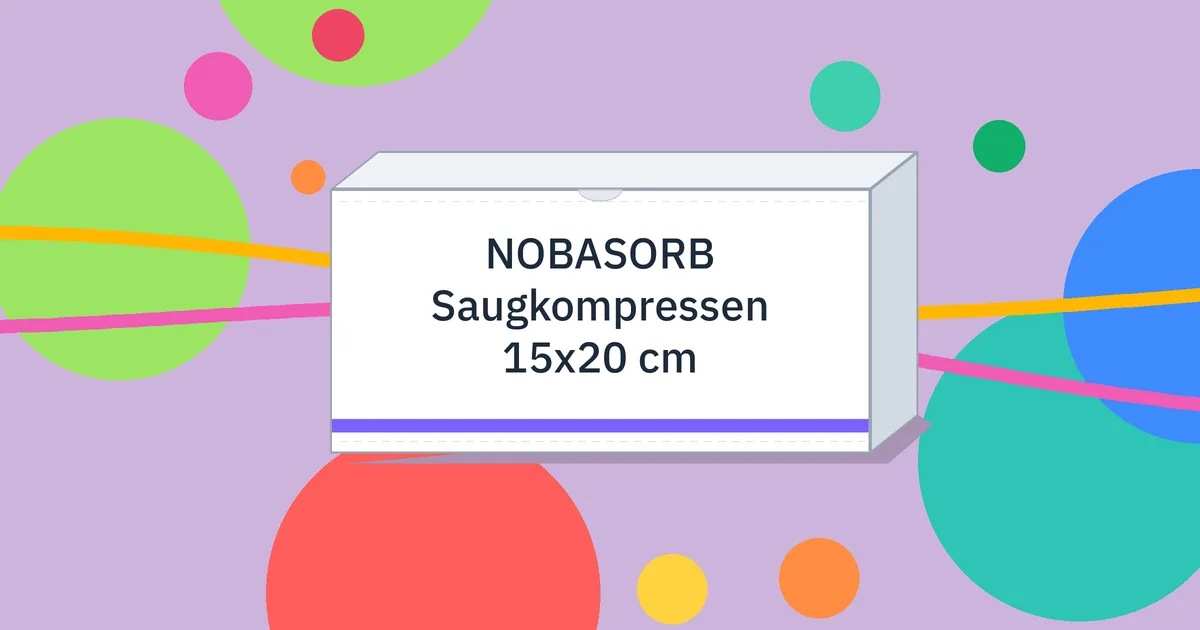 Symbolbild: Packung mit der Aufschrift NOBASORB Saugkompressen 15x20 cm (PZN 13981577) – Verfügbarkeit und Bezug in Apotheken in Frankfurt am Main