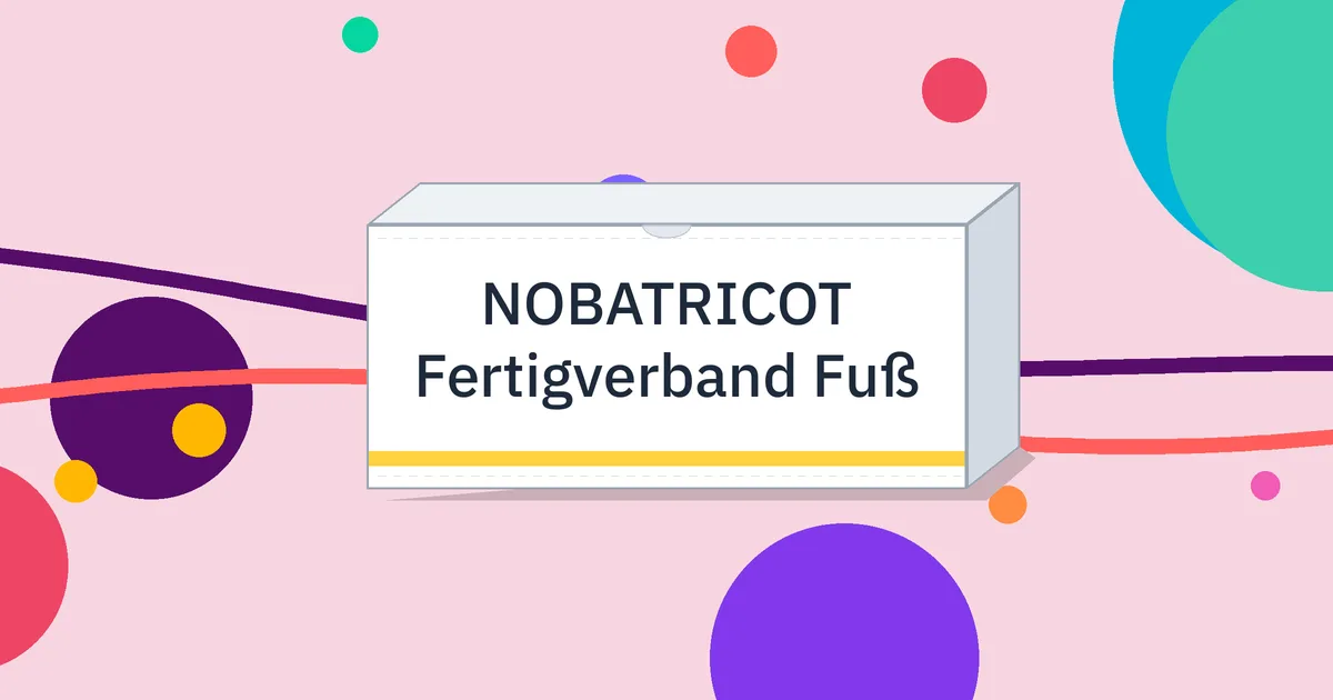Symbolbild: Packung mit der Aufschrift NOBATRICOT Fertigverband Fuß (PZN 13875272) – Verfügbarkeit und Bezug in Apotheken in Frankfurt am Main
