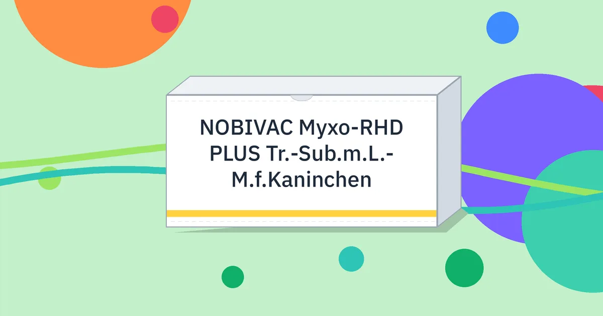 Symbolbild: Packung mit der Aufschrift NOBIVAC Myxo-RHD PLUS Tr.-Sub.m.L.-M.f.Kaninchen (PZN 16616861) – Verfügbarkeit und Bezug in Apotheken in Frankfurt am Main