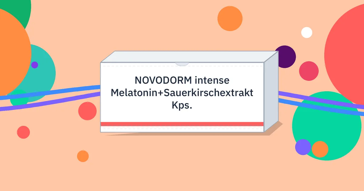 Symbolbild: Packung mit der Aufschrift NOVODORM intense Melatonin+Sauerkirschextrakt Kps. (PZN 19732912) – Verfügbarkeit und Bezug in Apotheken in Frankfurt am Main