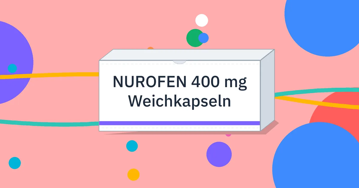 Symbolbild: Packung mit der Aufschrift NUROFEN 400 mg Weichkapseln (PZN 18065810) – Verfügbarkeit und Bezug in Apotheken in Frankfurt am Main