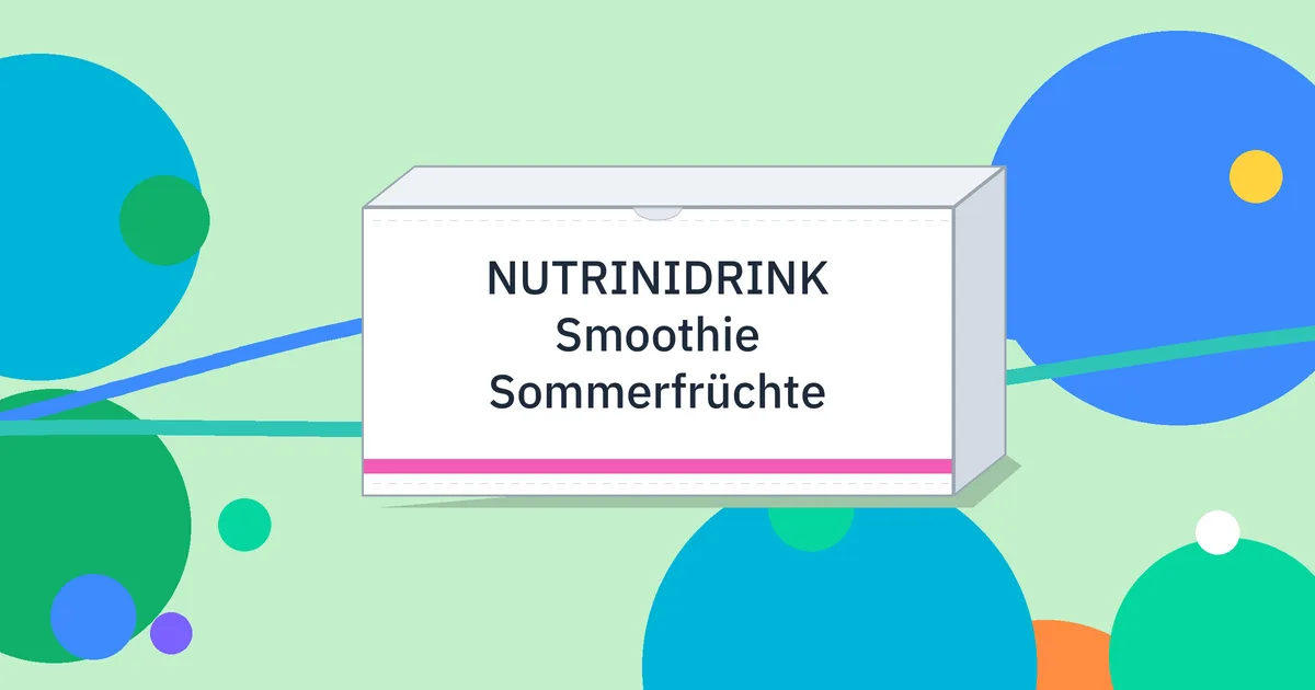 Symbolbild: Packung mit der Aufschrift NUTRINIDRINK Smoothie Sommerfrüchte (PZN 09467283) – Verfügbarkeit und Bezug in Apotheken in Frankfurt am Main