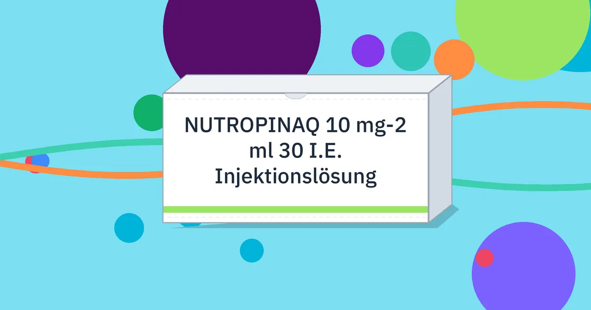 Symbolbild: Packung mit der Aufschrift NUTROPINAQ 10 mg-2 ml 30 I.E. Injektionslösung (PZN 16364307) – Verfügbarkeit und Bezug in Apotheken in Frankfurt am Main