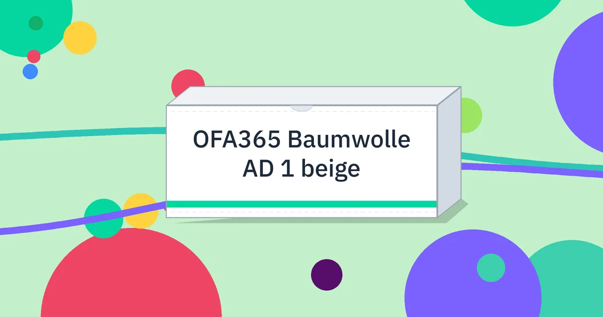 Symbolbild: Packung mit der Aufschrift OFA365 Baumwolle AD 1 beige (PZN 16723605) – Verfügbarkeit und Bezug in Apotheken in Frankfurt am Main
