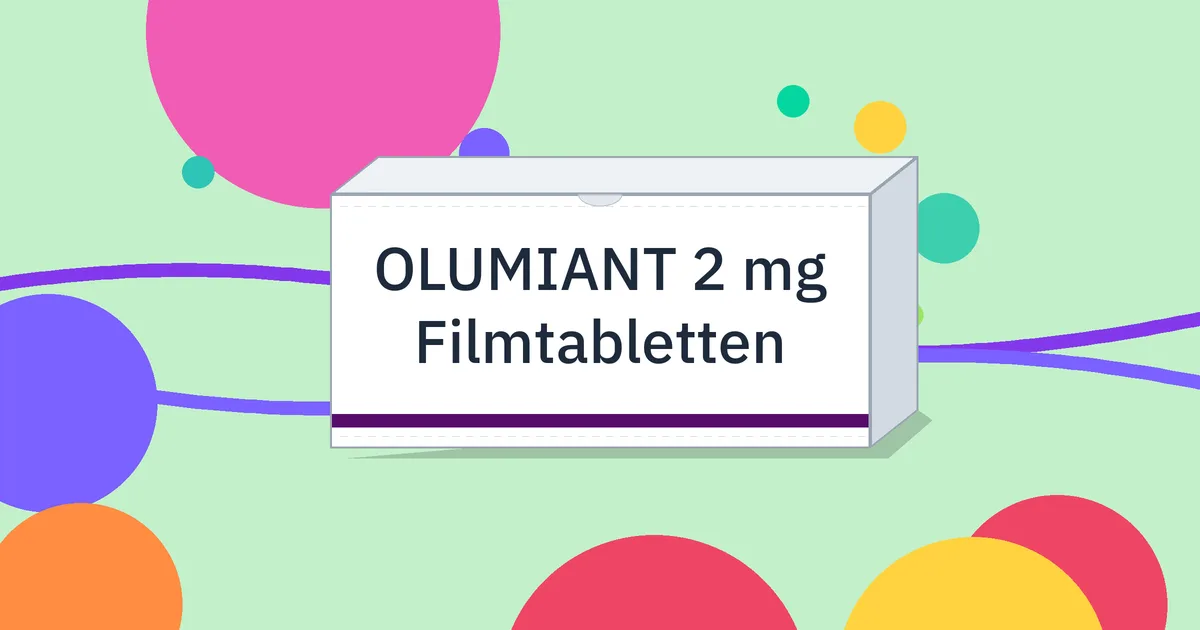Symbolbild: Packung mit der Aufschrift OLUMIANT 2 mg Filmtabletten (PZN 15270001) – Verfügbarkeit und Bezug in Apotheken in Frankfurt am Main