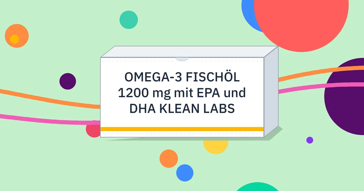 Symbolbild: Packung mit der Aufschrift OMEGA-3 FISCHÖL 1200 mg mit EPA und DHA KLEAN LABS (PZN 19432883) – Verfügbarkeit und Bezug in Apotheken in Frankfurt am Main