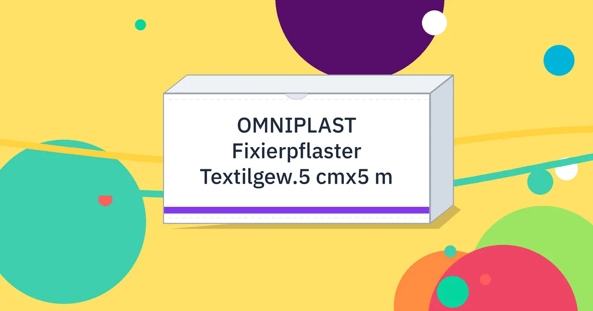 Symbolbild: Packung mit der Aufschrift OMNIPLAST Fixierpflaster Textilgew.5 cmx5 m (PZN 12380769) – Verfügbarkeit und Bezug in Apotheken in Frankfurt am Main