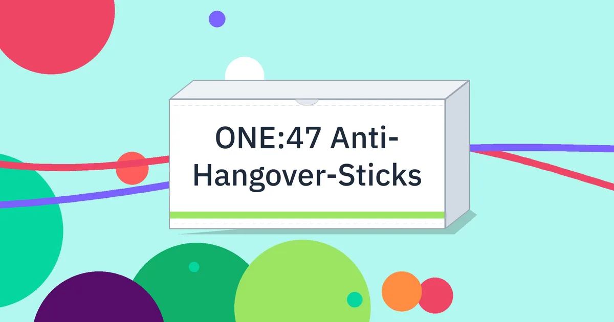 Symbolbild: Packung mit der Aufschrift ONE:47 Anti-Hangover-Sticks (PZN 15782600) – Verfügbarkeit und Bezug in Apotheken in Frankfurt am Main