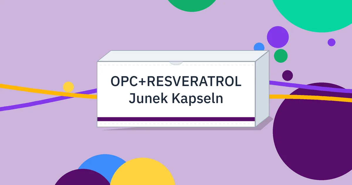 Symbolbild: Packung mit der Aufschrift OPC+RESVERATROL Junek Kapseln (PZN 07078821) – Verfügbarkeit und Bezug in Apotheken in Frankfurt am Main