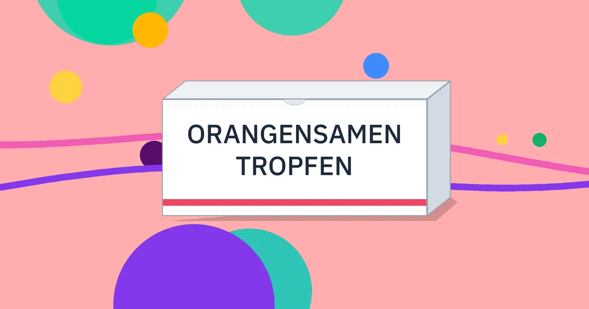 Symbolbild: Packung mit der Aufschrift ORANGENSAMEN TROPFEN (PZN 15229228) – Verfügbarkeit und Bezug in Apotheken in Frankfurt am Main