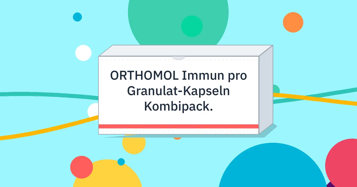 Symbolbild: Packung mit der Aufschrift ORTHOMOL Immun pro Granulat-Kapseln Kombipack. (PZN 13886293) – Verfügbarkeit und Bezug in Apotheken in Frankfurt am Main