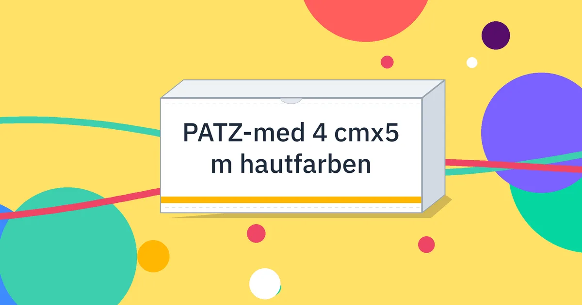 Symbolbild: Packung mit der Aufschrift PATZ-med 4 cmx5 m hautfarben (PZN 06813359) – Verfügbarkeit und Bezug in Apotheken in Frankfurt am Main
