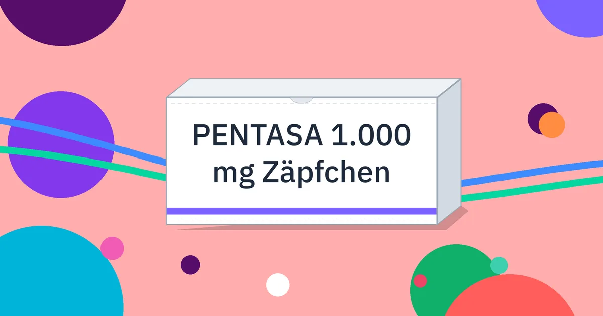 Symbolbild: Packung mit der Aufschrift PENTASA 1.000 mg Zäpfchen (PZN 09234343) – Verfügbarkeit und Bezug in Apotheken in Frankfurt am Main