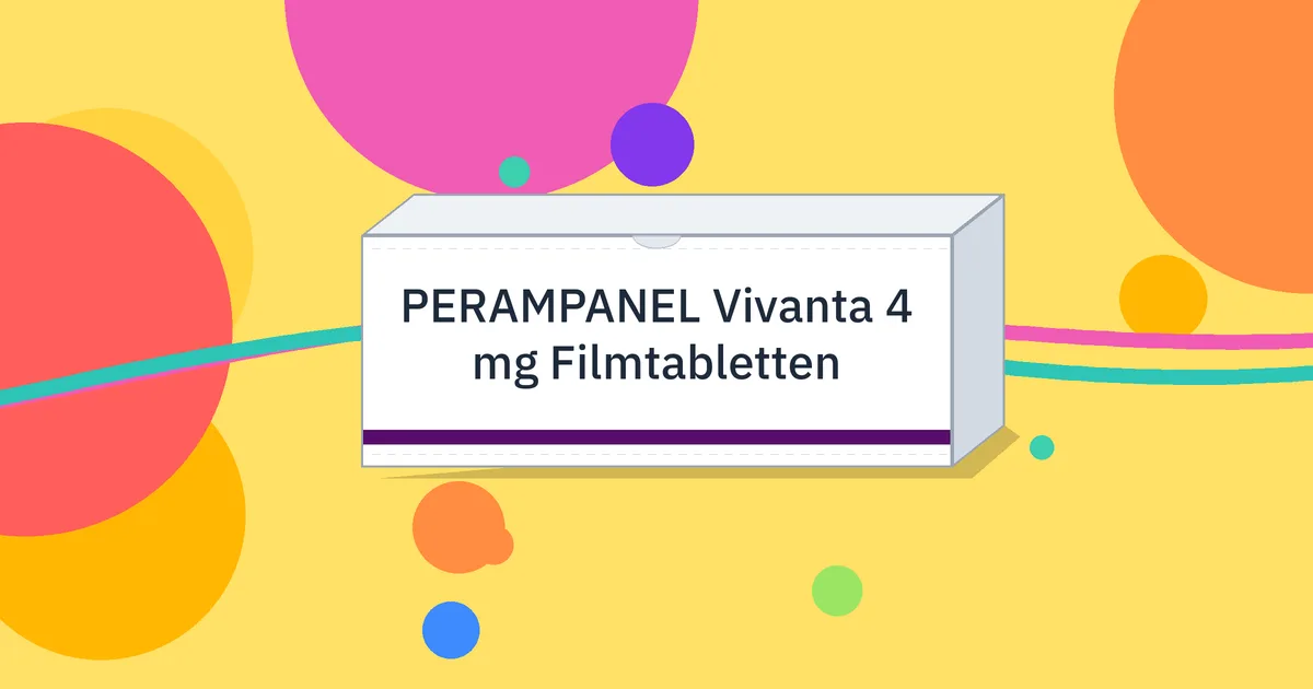 Symbolbild: Packung mit der Aufschrift PERAMPANEL Vivanta 4 mg Filmtabletten (PZN 20600647) – Verfügbarkeit und Bezug in Apotheken in Frankfurt am Main