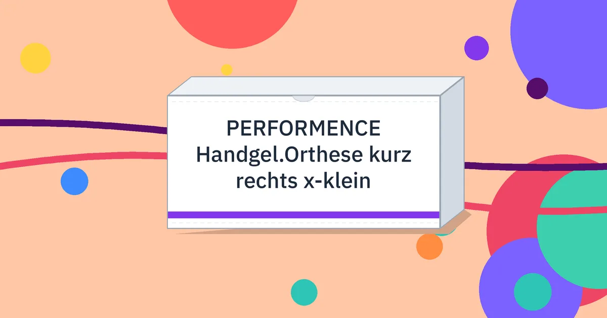 Symbolbild: Packung mit der Aufschrift PERFORMENCE Handgel.Orthese kurz rechts x-klein (PZN 04497598) – Verfügbarkeit und Bezug in Apotheken in Frankfurt am Main