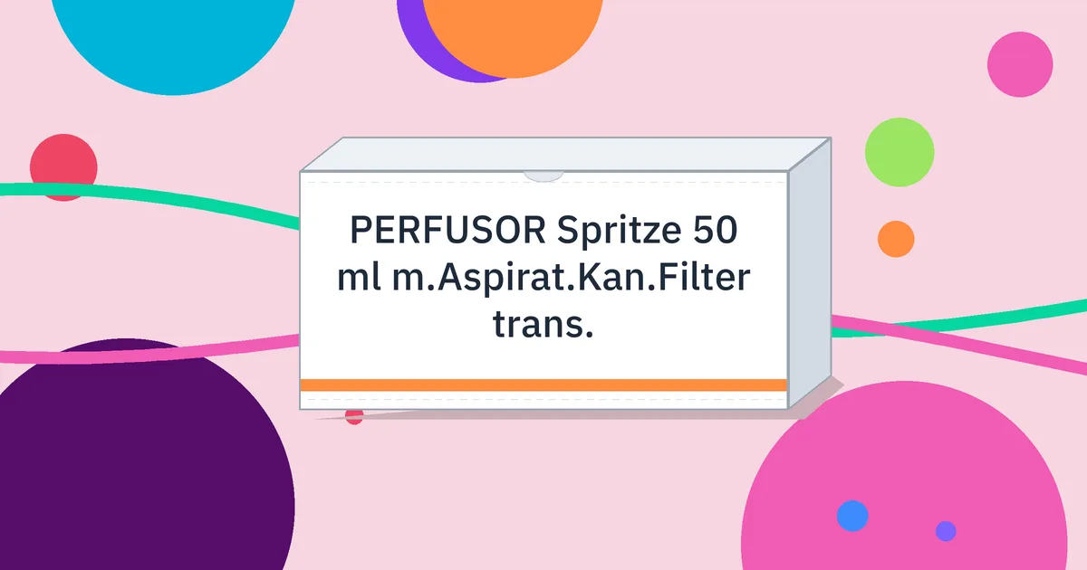 Symbolbild: Packung mit der Aufschrift PERFUSOR Spritze 50 ml m.Aspirat.Kan.Filter trans. (PZN 14327271) – Verfügbarkeit und Bezug in Apotheken in Frankfurt am Main