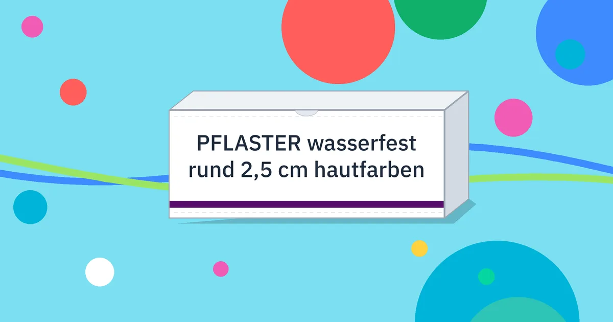Symbolbild: Packung mit der Aufschrift PFLASTER wasserfest rund 2,5 cm hautfarben (PZN 19268923) – Verfügbarkeit und Bezug in Apotheken in Frankfurt am Main