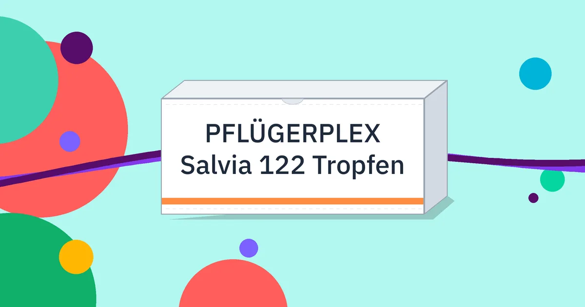 Symbolbild: Packung mit der Aufschrift PFLÜGERPLEX Salvia 122 Tropfen (PZN 03011642) – Verfügbarkeit und Bezug in Apotheken in Frankfurt am Main