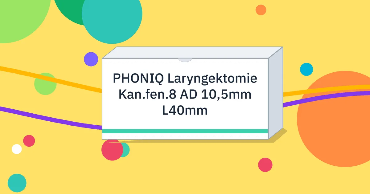 Symbolbild: Packung mit der Aufschrift PHONIQ Laryngektomie Kan.fen.8 AD 10,5mm L40mm (PZN 17381880) – Verfügbarkeit und Bezug in Apotheken in Frankfurt am Main