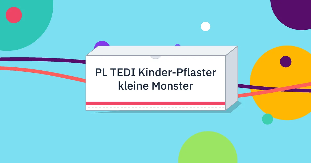 Symbolbild: Packung mit der Aufschrift PL TEDI Kinder-Pflaster kleine Monster (PZN 19883634) – Verfügbarkeit und Bezug in Apotheken in Frankfurt am Main