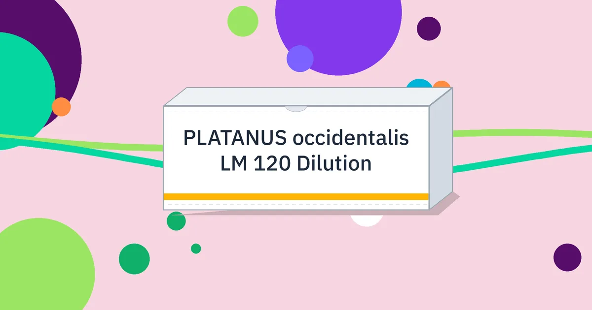 Symbolbild: Packung mit der Aufschrift PLATANUS occidentalis LM 120 Dilution (PZN 13647447) – Verfügbarkeit und Bezug in Apotheken in Frankfurt am Main