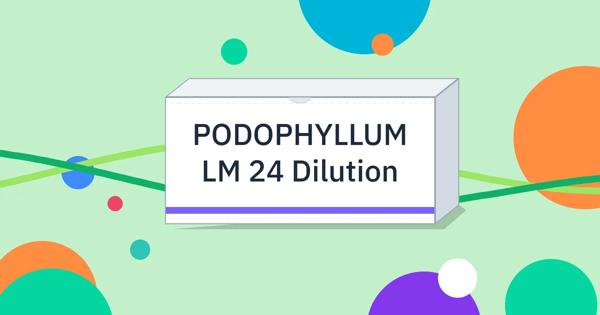 Symbolbild: Packung mit der Aufschrift PODOPHYLLUM LM 24 Dilution (PZN 13043086) – Verfügbarkeit und Bezug in Apotheken in Frankfurt am Main