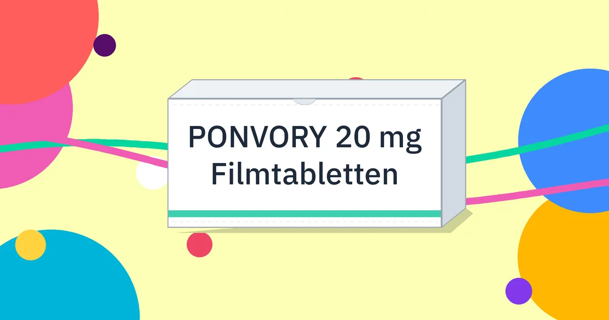 Symbolbild: Packung mit der Aufschrift PONVORY 20 mg Filmtabletten (PZN 18458337) – Verfügbarkeit und Bezug in Apotheken in Frankfurt am Main