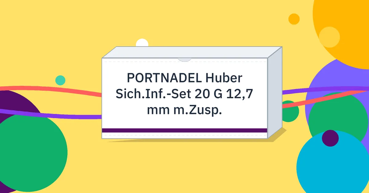 Symbolbild: Packung mit der Aufschrift PORTNADEL Huber Sich.Inf.-Set 20 G 12,7 mm m.Zusp. (PZN 16037287) – Verfügbarkeit und Bezug in Apotheken in Frankfurt am Main