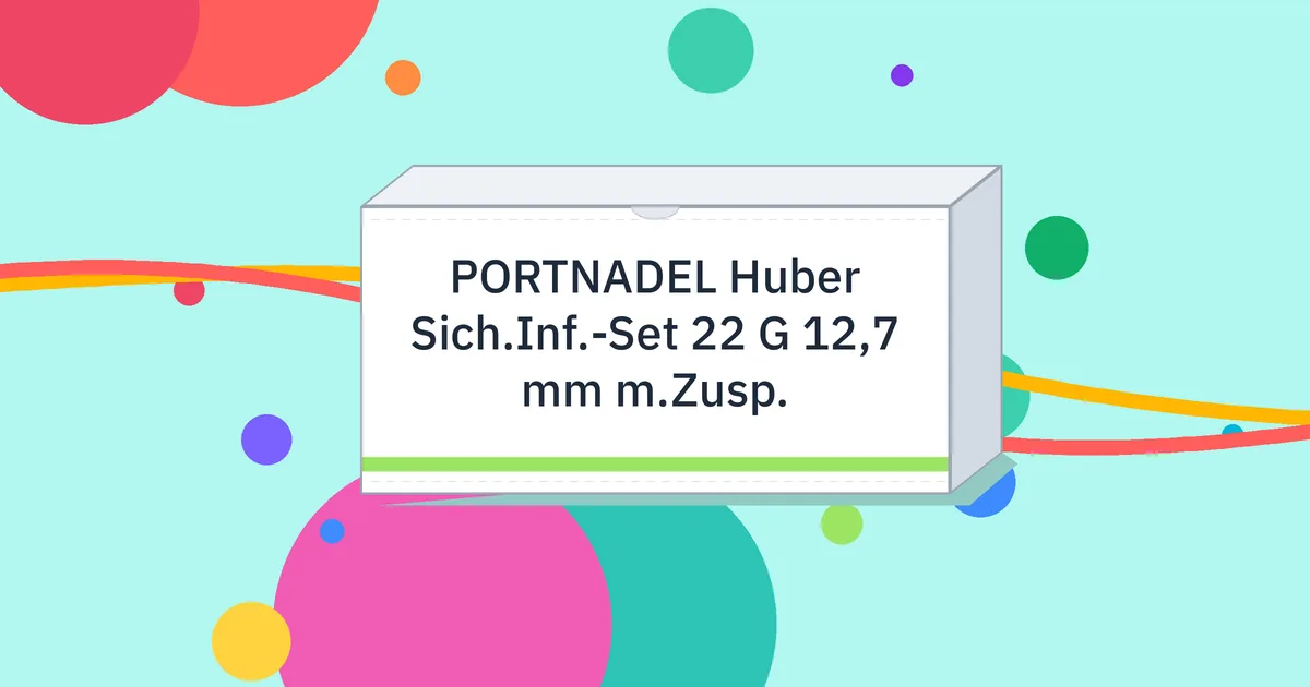 Symbolbild: Packung mit der Aufschrift PORTNADEL Huber Sich.Inf.-Set 22 G 12,7 mm m.Zusp. (PZN 16037376) – Verfügbarkeit und Bezug in Apotheken in Frankfurt am Main