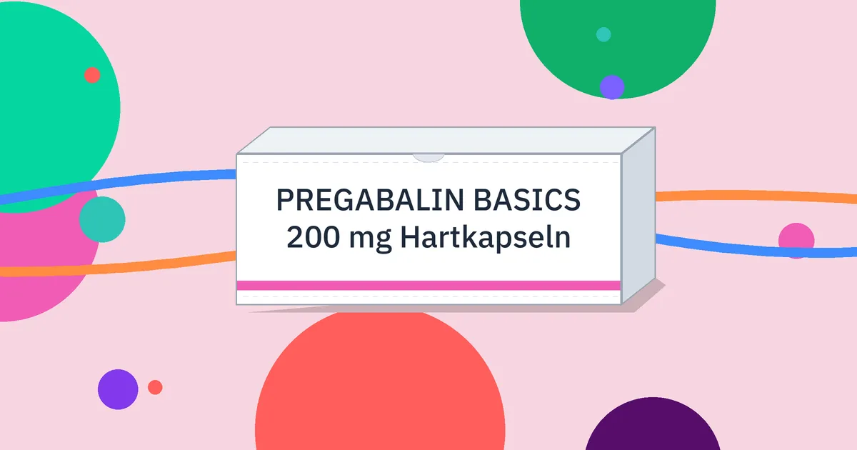 Symbolbild: Packung mit der Aufschrift PREGABALIN BASICS 200 mg Hartkapseln (PZN 11172419) – Verfügbarkeit und Bezug in Apotheken in Frankfurt am Main