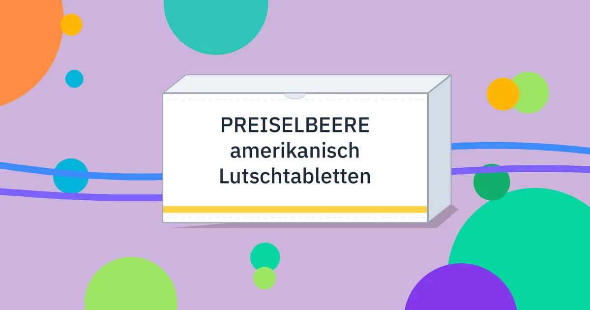 Symbolbild: Packung mit der Aufschrift PREISELBEERE amerikanisch Lutschtabletten (PZN 00784881) – Verfügbarkeit und Bezug in Apotheken in Frankfurt am Main